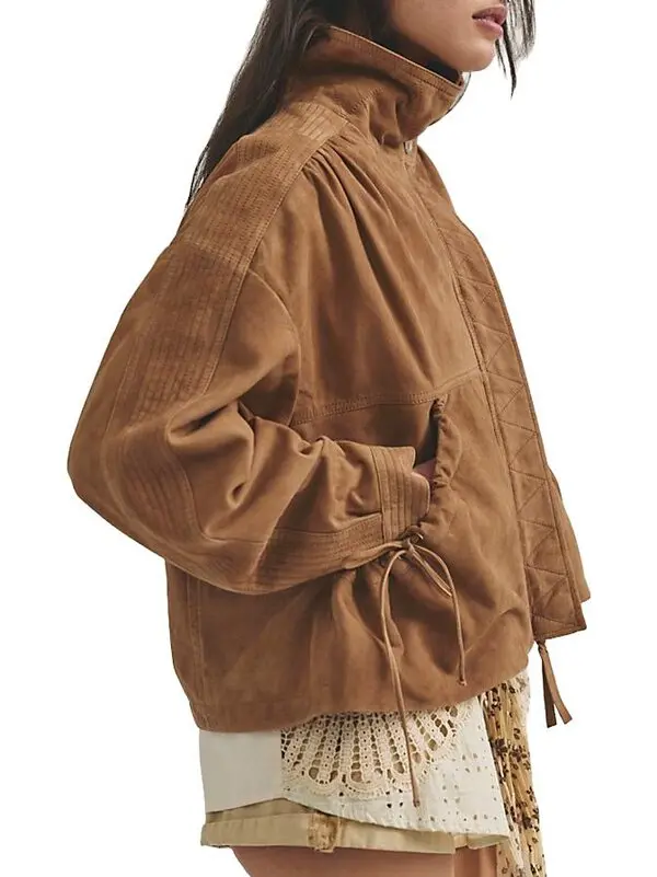 Free People We The Free Rip Tide Suede Jacket - Hazel Creme
