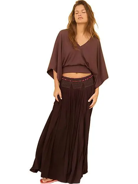Free People Convertible A-line Midi Skirt/dress - Bitter Bark