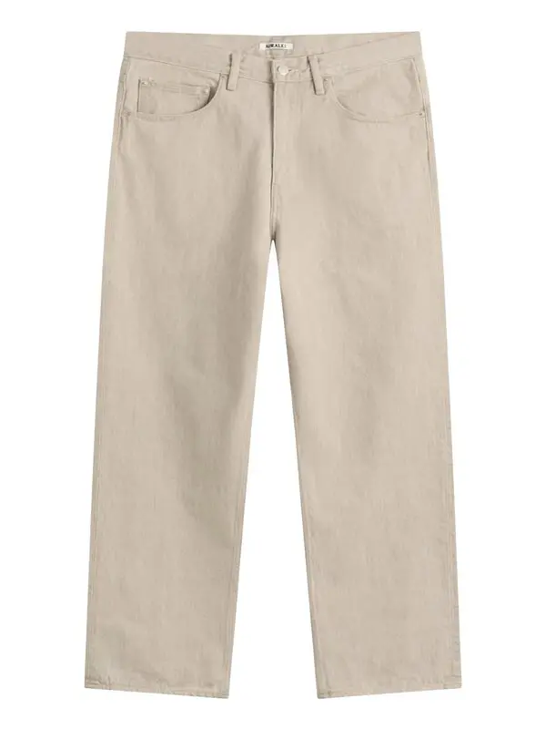 Auralee Faded Hard Twist Denim Wide Pants - Light Gray