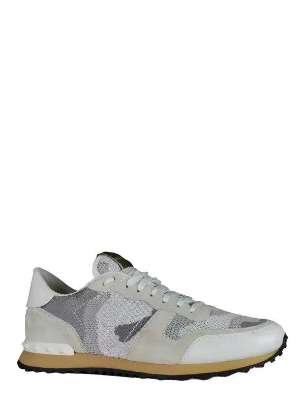 Valentino Garavani Camouflage Mesh Rockrunner Sneakers - White