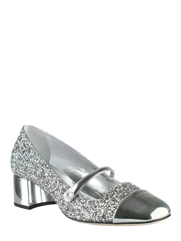 JIMMY CHOO Sequin Pearl Strap Pumps - Silver