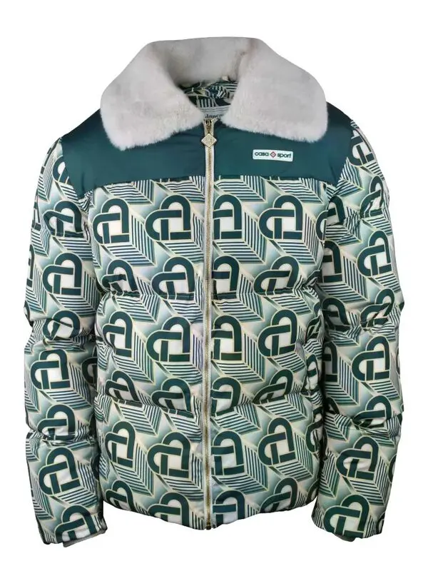 Casablanca Heart Monogram Collar Jacket - Green