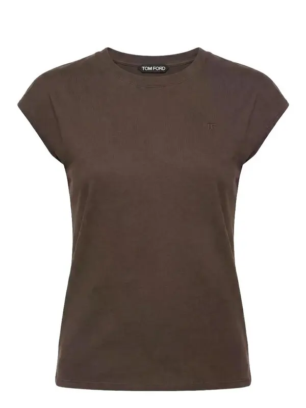 TOM FORD Embroidered Logo T-shirt - Brown