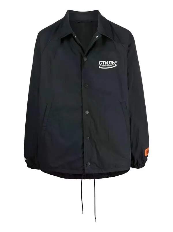 Heron Preston Logo Print Coach Jacket - Black