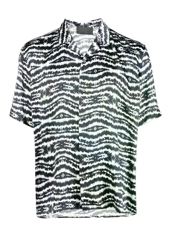 Philipp Plein Tie-dye Print Bowling Shirt - Black
