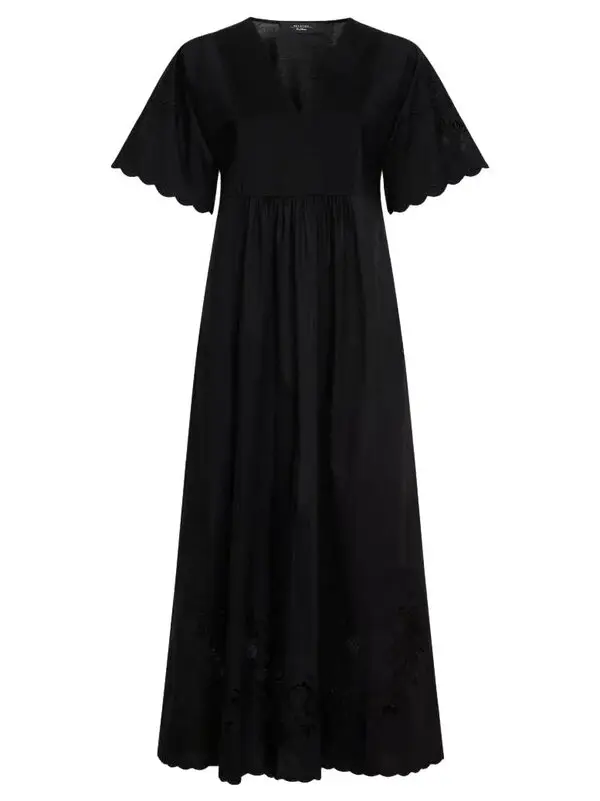 Max Mara Scalloped Embroidered Maxi Dress - Black
