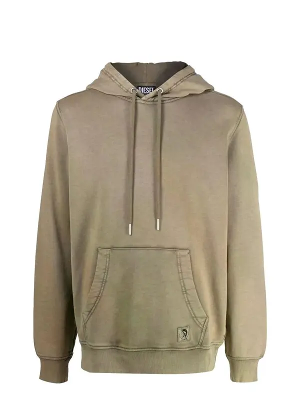 DIESEL® Garment-dyed Logo Patch Hoodie - Green