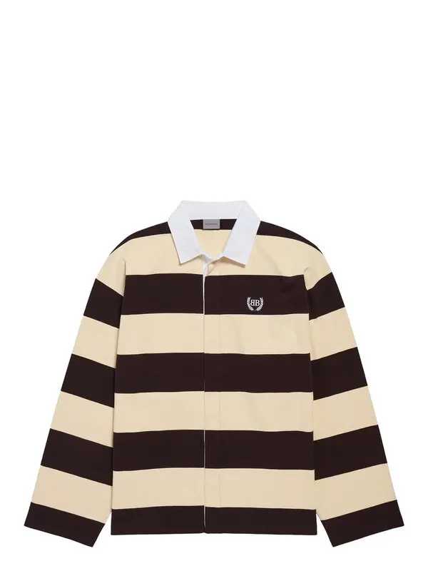 Balenciaga Striped Long-sleeve Polo Shirt - Red