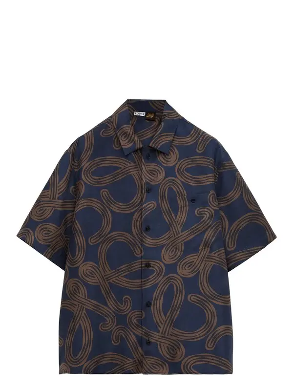 Loewe X Paula's Ibiza Silk Anagram Shirt - Navy