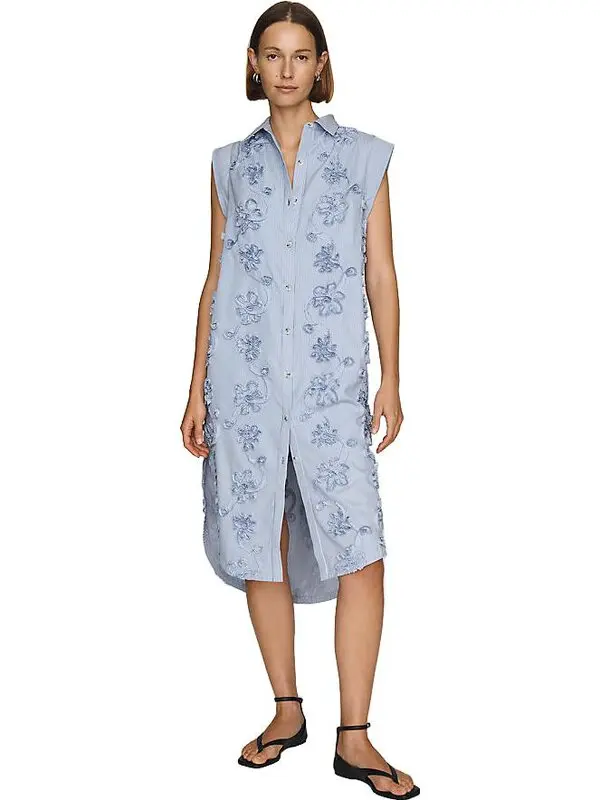 Maeve Lillian Button-front Midi Dress - Blue Stripe
