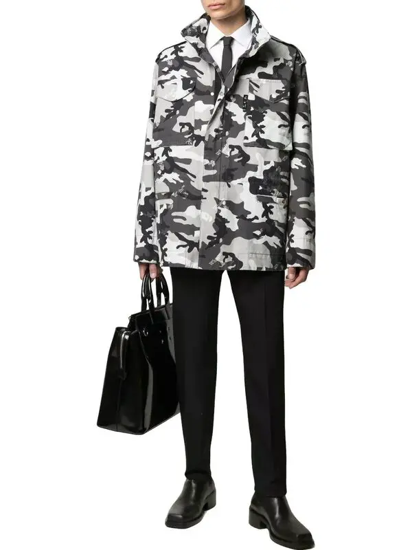 Off-White Camouflage Print Jacket - Grey