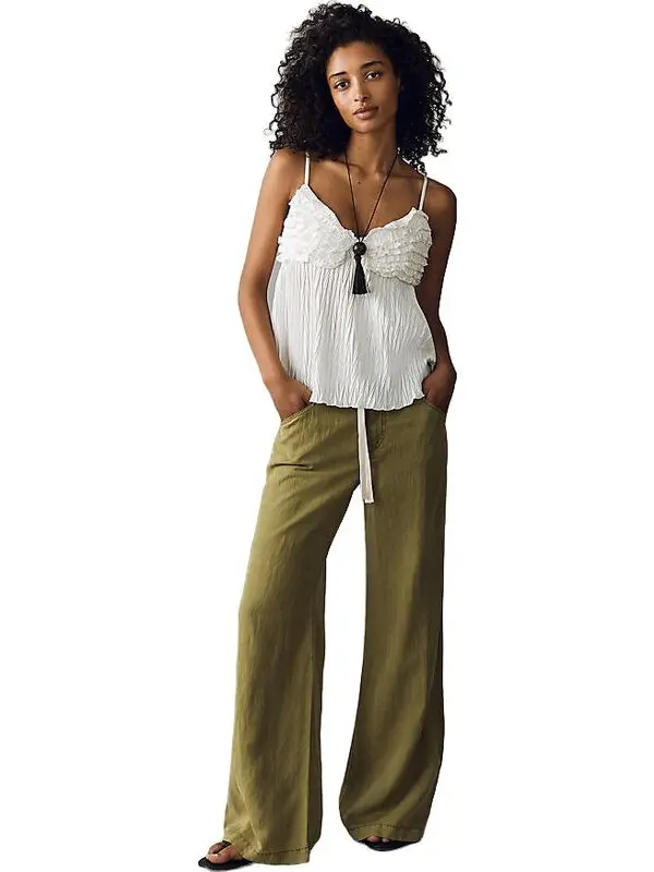 PILCRO Relaxed Flare Pants - Olive