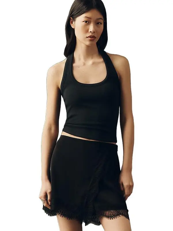 DOLAN LEFT COAST Satin Lace Shorts - Black