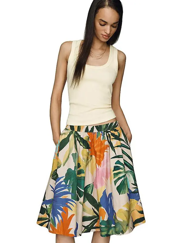 Maeve Jacie Poplin Printed Midi Skirt - Multi Floral