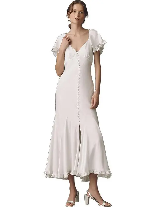 Bhldn Satin Cape Maxi Dress - Ivory