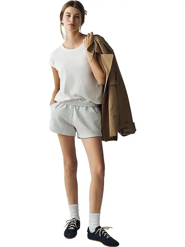 DAILY PRACTICE BY ANTHROPOLOGIE Cotton Athletic Shorts - Heather Grey