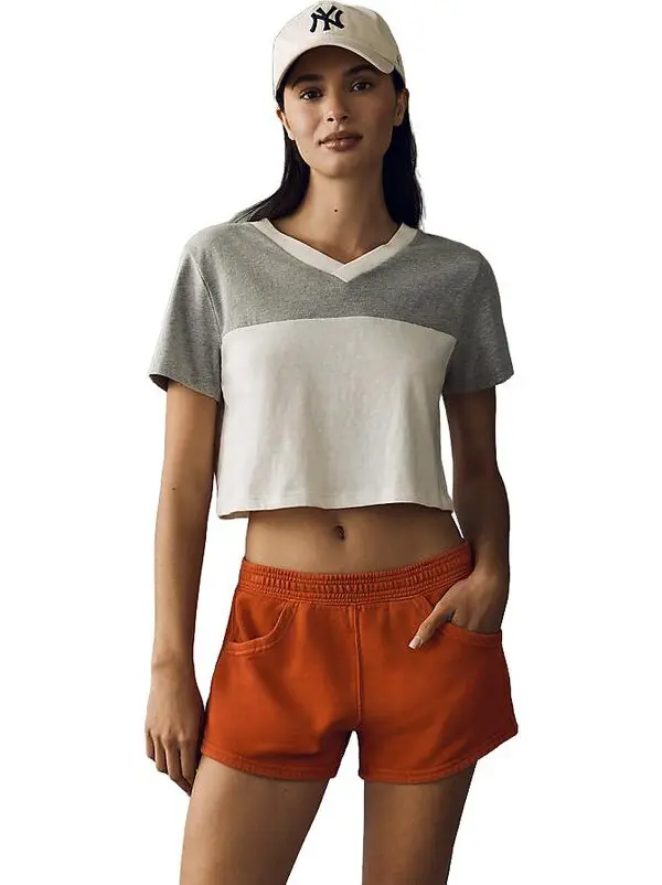 DAILY PRACTICE BY ANTHROPOLOGIE Cotton Athletic Shorts - Red