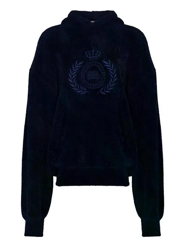 Balenciaga Bb Logo Fleece Hoodie - Blue