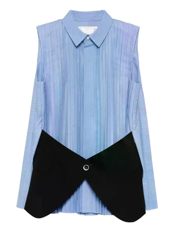Sacai Sleeveless Blouse With Pleated Panel - Blue