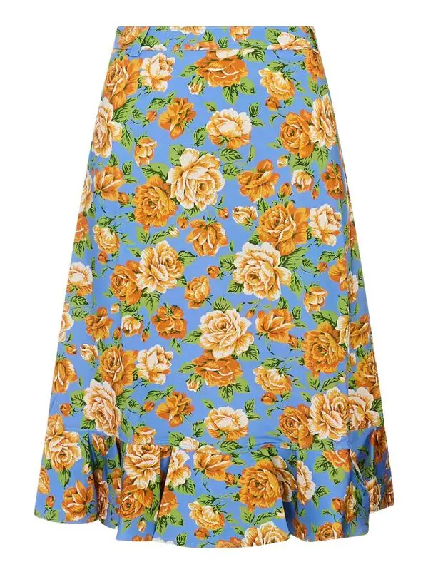 Rabanne Floral-print Ruffled Skirt - Blue