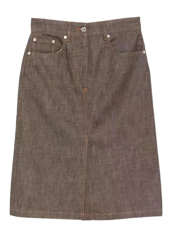 A.p.c. Contrast-stitch Five-pocket Skirt - Brown