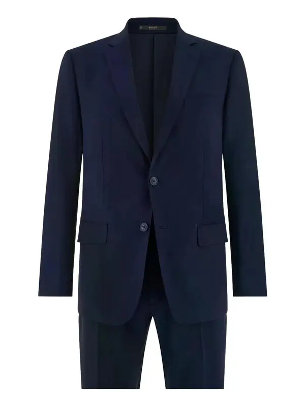 Boggi Milano Pinstripe Flap Pocket Suit - Blue