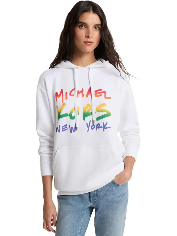 Michael Kors Pride Logo Cotton Blend Hoodie - White