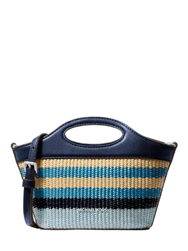 Michael Kors Tatum Small Striped Woven Crossbody Bag - Blue