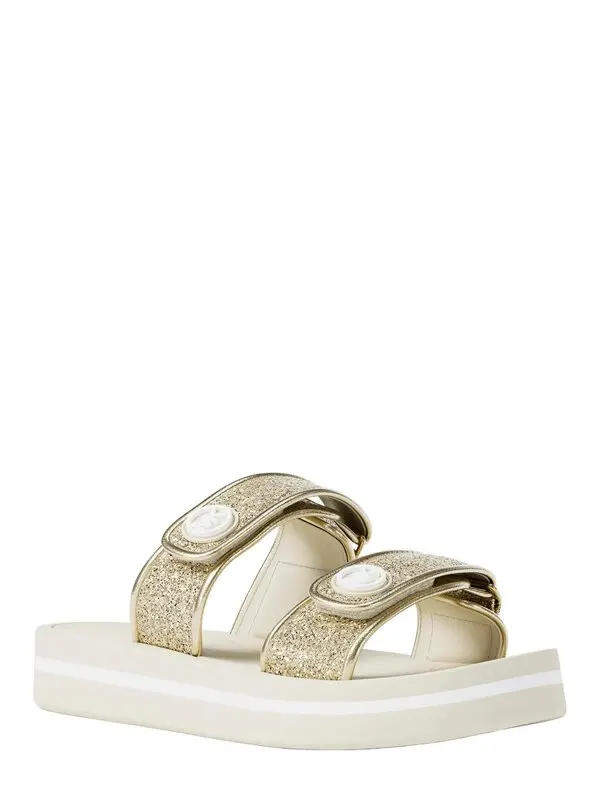 Michael Kors Foster Glitter-embellished Slide Sandal - Gold