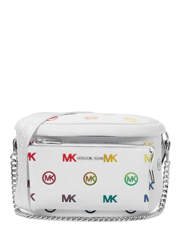 Michael Kors Slater Medium Rainbow Logo Embossed Sling Pack - White