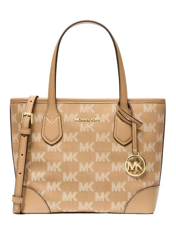 Michael Kors Eva Logo Jacquard Convertible Tote Bag - Brown