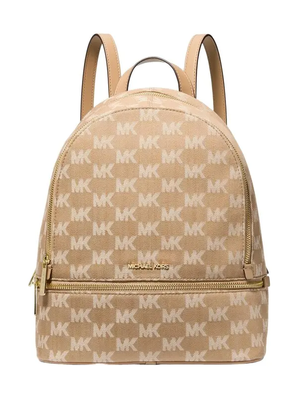 Michael Kors Rhea Medium Logo Jacquard Denim Backpack - Brown
