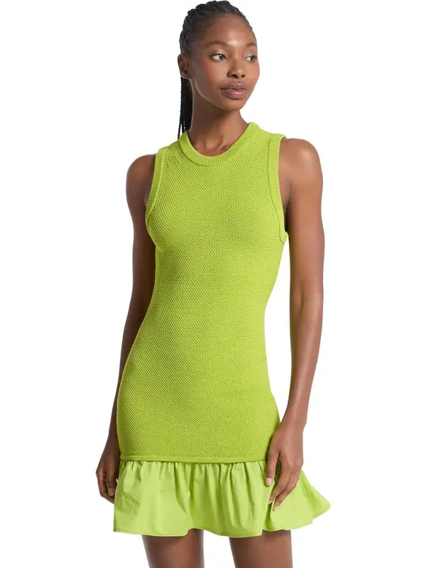 Michael Kors Ruffled Woven Mini Dress - Green