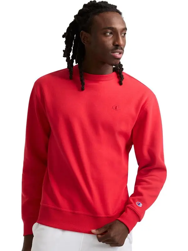 Champion Powerblend Crewneck Sweatshirt With C Logo - Tango Red