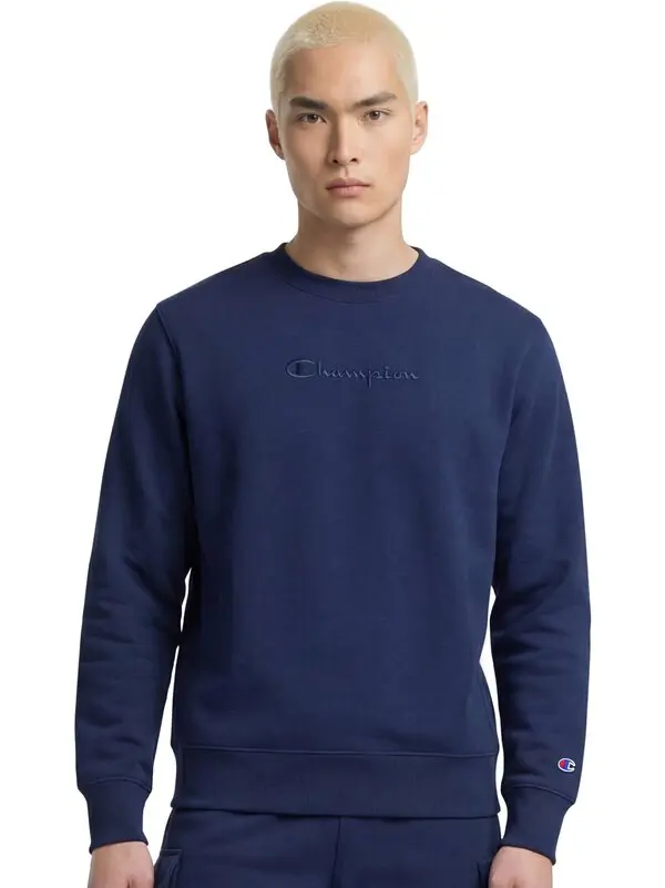 Champion Crewneck Sweatshirt With Tonal Script Logo - Blue Depth
