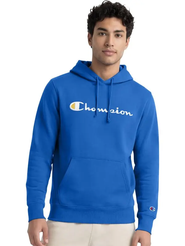 Champion Powerblend Hoodie With Full Script Logo - Nebulas Blue