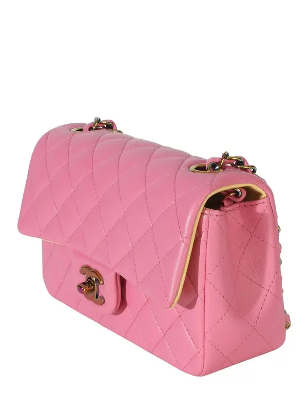 Chanel Quilted Lambskin Rectangular Flap Bag - Pink