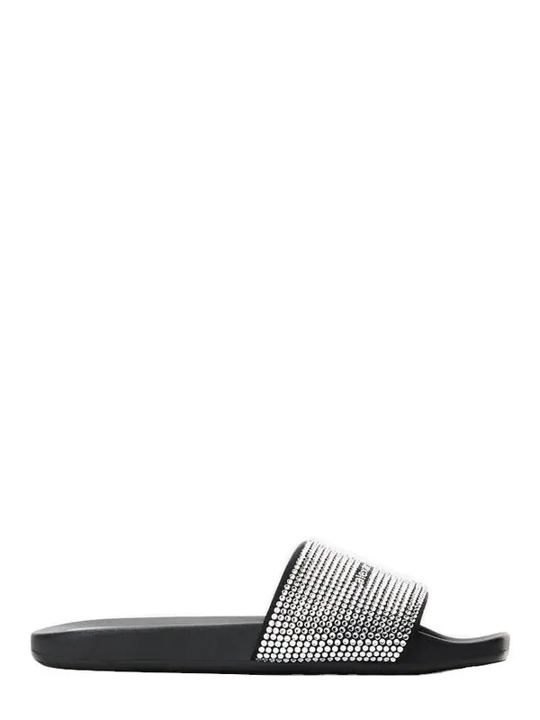 Alexander Wang Crystal Hotfix Pool Slide - Black/silver
