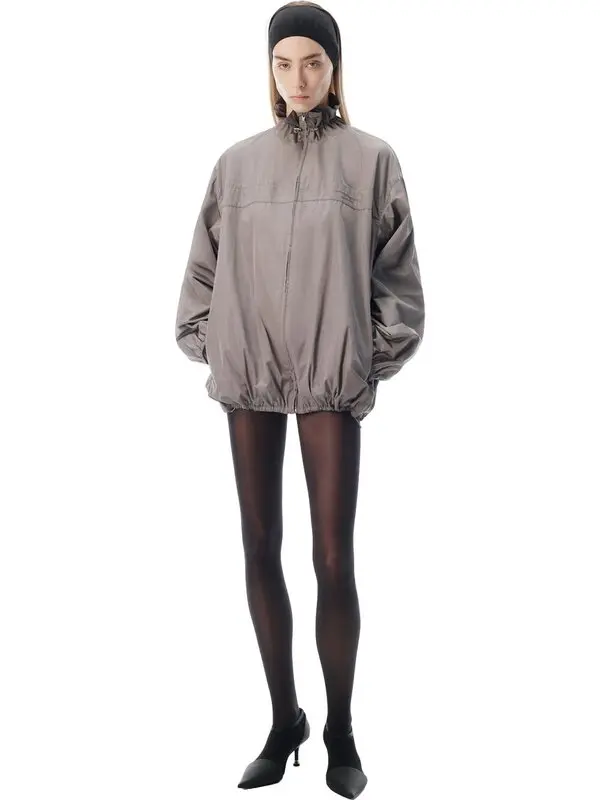 Alexander Wang Oversized Track Jacket With Gathered Collar - Grey