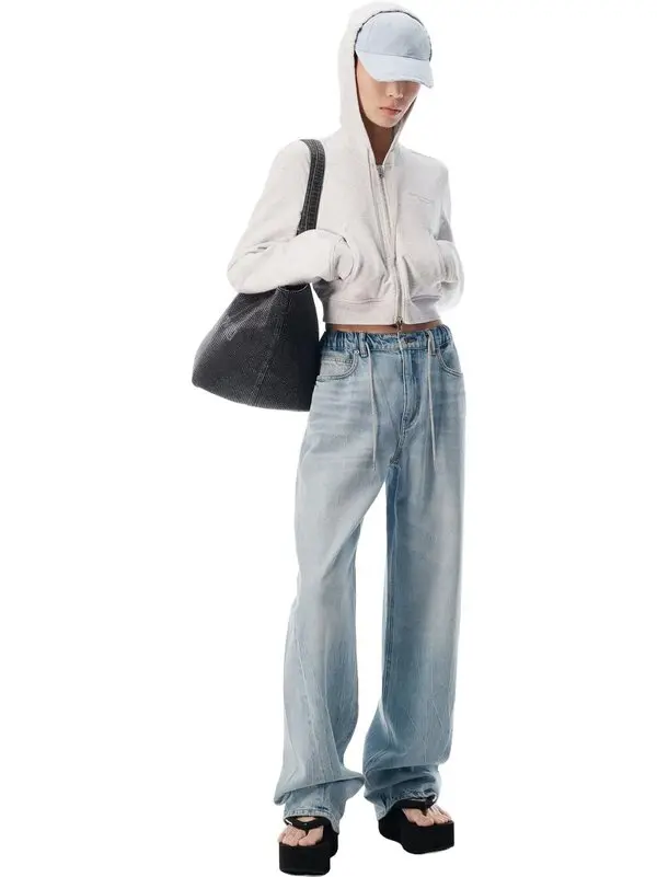 Alexander Wang Crystal Hotfix Drawcord Balloon Joggers - Light Bleach