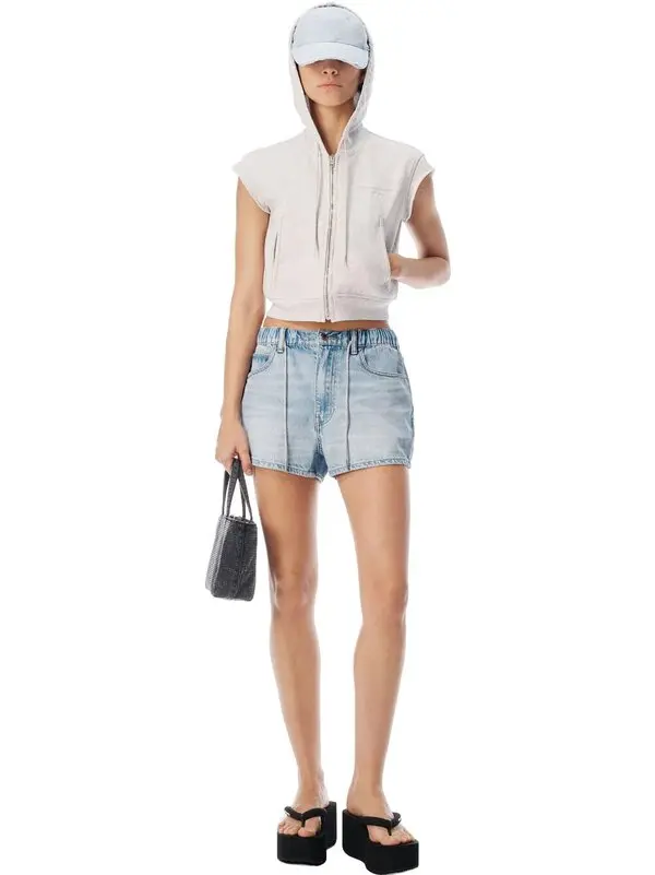 Alexander Wang Crystal Drawcord Shorts - Light Bleach