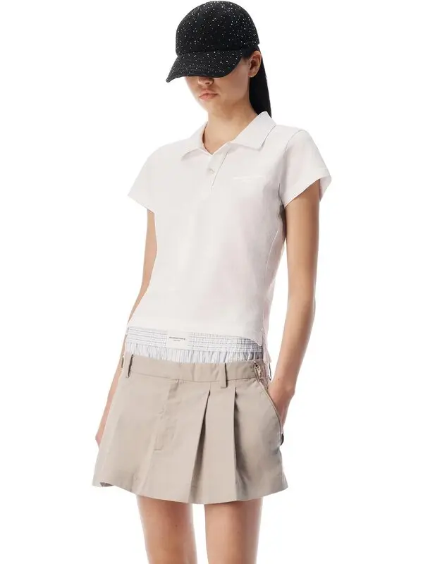 Alexander Wang Crystal Embellished Polo Tee - Vintage White