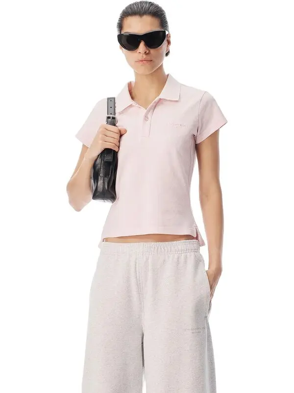 Alexander Wang Crystal Embellished Polo T-shirt - Light Pink