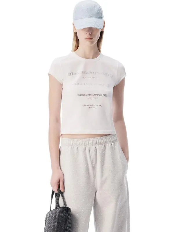 Alexander Wang Crystal Gradient Logo Fitted T-shirt - White