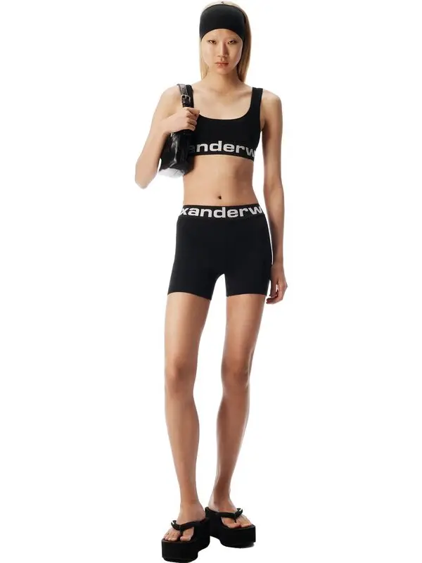 Alexander Wang Logo Elastic Bike Shorts - Black