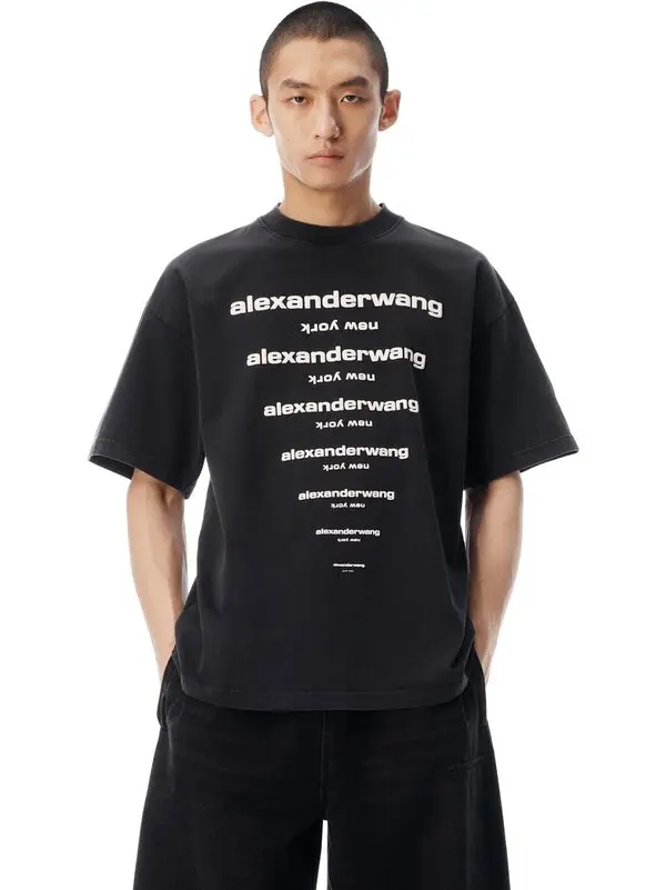 Alexander Wang Gradient Logo Short Sleeve Tee - Washed Black