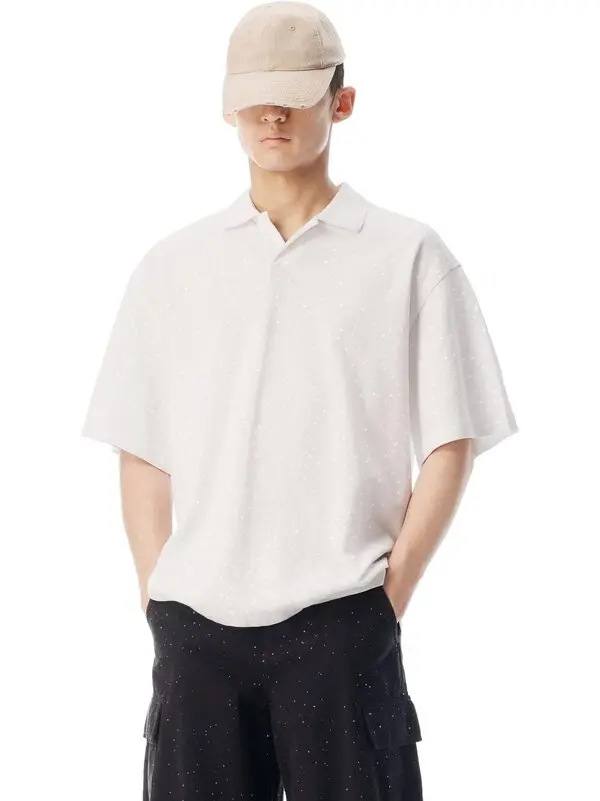 Alexander Wang Crystal Hotfix Polo - Vintage White