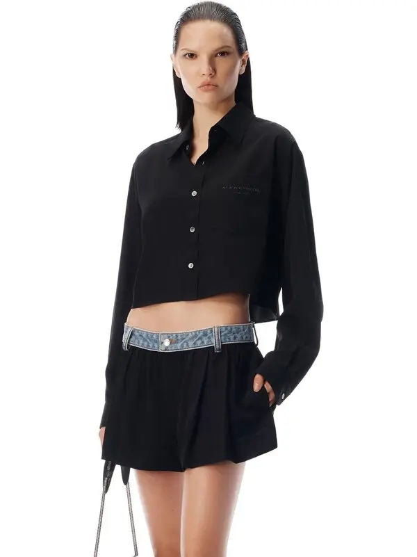 Alexander Wang Cropped Button-down Shirt - Black
