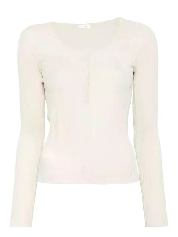 ROBERTO COLLINA Ribbed Knit Scoop Neck T-shirt - Neutrals