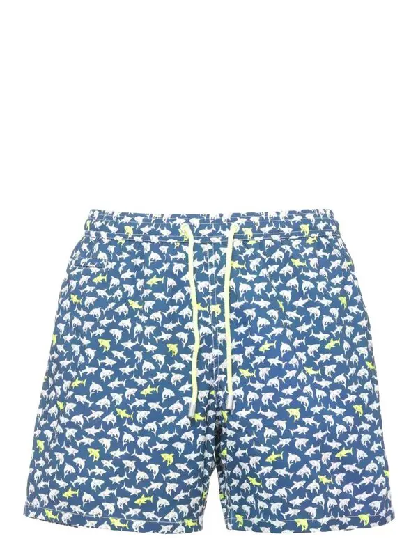 MC2 SAINT BARTH Micro Shark-print Drawstring Swim Shorts - Blue